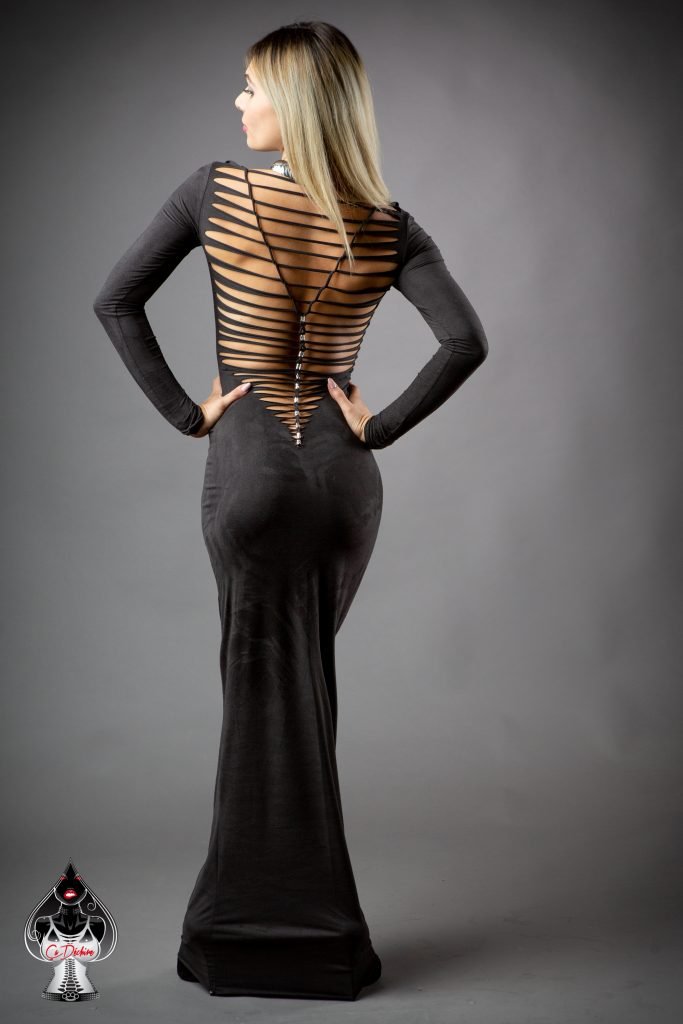 Long Elegant backless and deep neckline dress DIAMOND cut out and ...